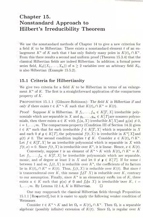 Pdf Nonstandard Approach To Hilberts Irreducibility Theorem
