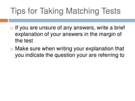 Tips For Matching Tests