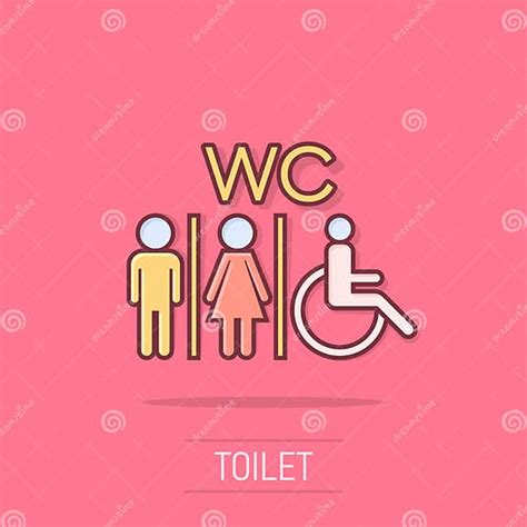 Vector Cartoon Wc Toilet Icon In Comic Style Men And Women Restroom