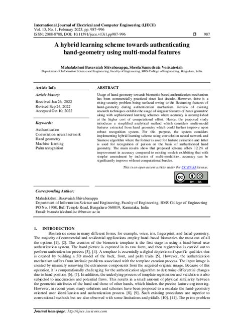 Pdf A Hybrid Learning Scheme Towards Authenticating Hand Geometry Using Multi Modal Features