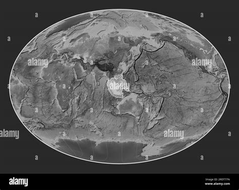 Sunda Tectonic Plate On The Grayscale Elevation Map In The Fahey Oblique Projection Centered
