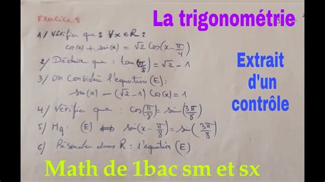 La Trigonometriemath De 1bac Sm Et Sx Youtube