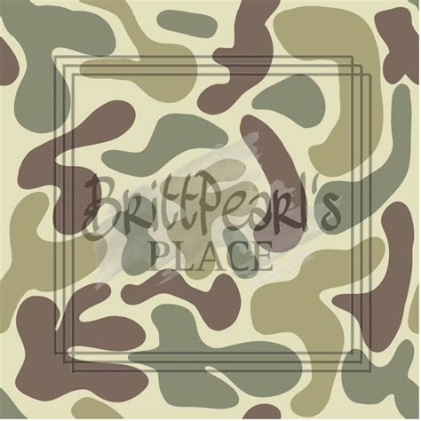 Hand Drawn Vintage Duck Camo Seamless Pattern Green Etsy