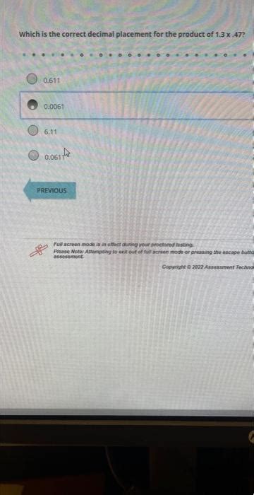 Solved Which Is The Correct Decimal Placement For The