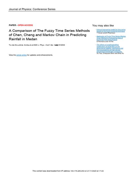 a comparison of the fuzzy time series methods of chen cheng and markov