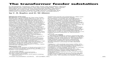 The Transformer Feeder Substation Pdf Document