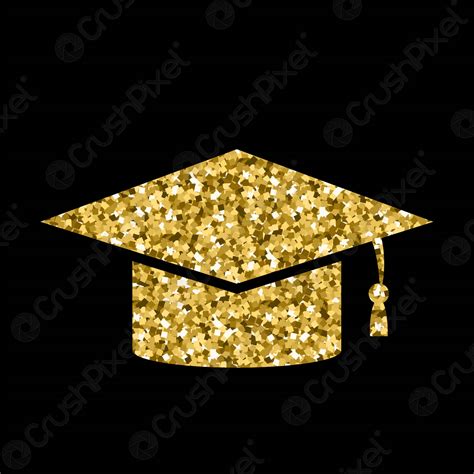 Graduation Cap Gold Glitter Pearls Simple Graduation