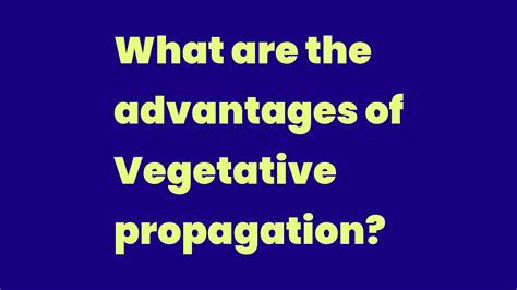 What Are The Advantages Of Vegetative Propagation Write A Topic