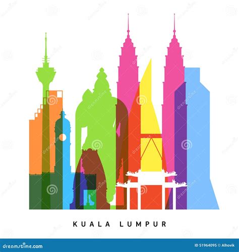 Kuala Lumpur Malaysia City Skyline Vector Silhouette Cartoondealer