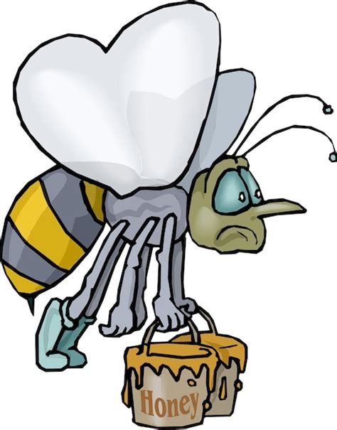 Premium Vector Funny Bee Comic Handdrawn Insect Cartoon Character