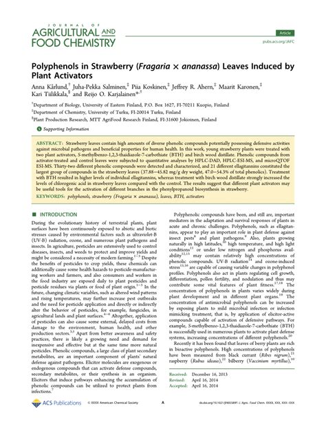 Pdf Polyphenols In Strawberry Fragaria × Ananassa Leaves Induced