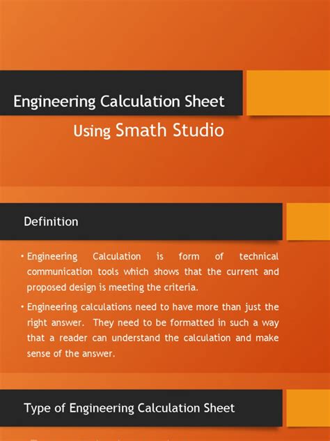 Engineering Calculation Sheet Using Smath Studio Pdf Spreadsheet