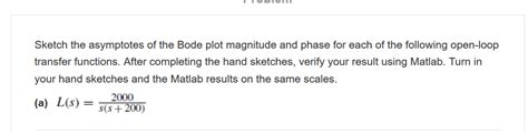 solved sketch the asymptotes of the bode plot magnitude and