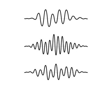 Sinusoid Signal Set Black Curve Sound Wave Collection Voice Or Music