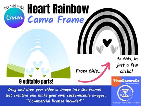 Create Your Own Boho Rainbow Pngs Heart Canva Frame Template