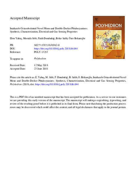 Pdf Imidazole Octasubstituted Novel Mono And Double Decker