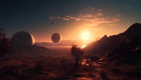 Premium Ai Image Majestic Sphere Of Dark Technology Orbits Mars A Futuristic Object Generated