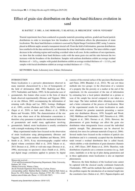 Pdf Effect Of Grain Size Distribution On The Shear Band Thickness Evolution In Sand