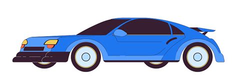 Modern Racing Car Model 2d Linear Cartoon Object Stock Illustration