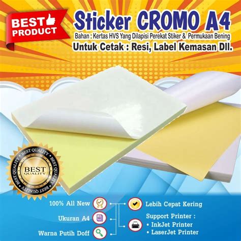 Jual Kertas Stiker Sticker Glossy Chromo Bontax Art Paper A4 Tahan Air