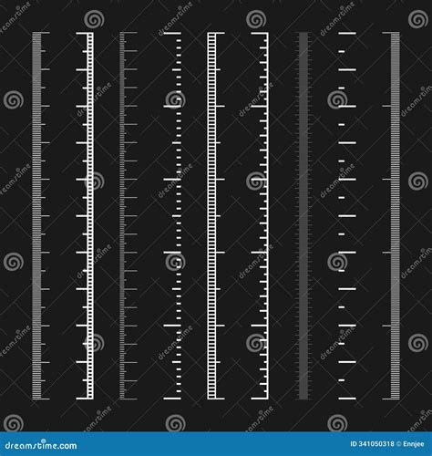 Vertical Measurement Scales With Divisions Realistic Scale For Measuring Length Or Height In