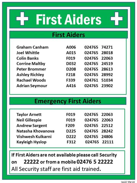 First Aider Poster Printable