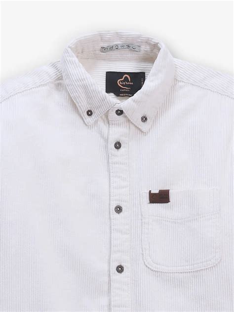 Being Human Textured Cotton White Men Shirt G3 Mcs14772 United