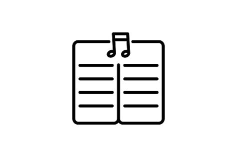 책 음악 노트 아이콘입니다 멀티미디어 및 엔터테인먼트와 관련된 아이콘입니다 웹 사이트 디자인 앱 사용자 인터페이스에 적합합니다 선 아이콘 스타일입니다 간단한 벡터 디자인