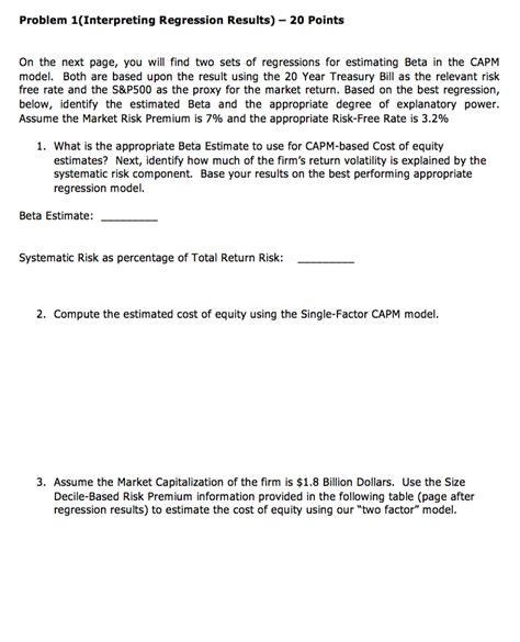 Solved Problem 1interpreting Regression Results 20 Points