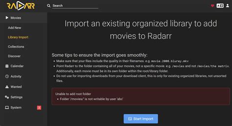 Sonarr Radarr From App Store Directory Permissions Issue Folder Is Not Writable By User Abc