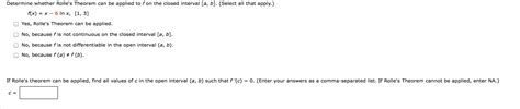 Solved Determine Whether Rolle S Theorem Can Be Applied To Chegg Com