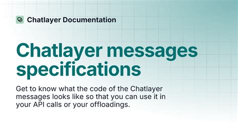 Chatlayer Messages Specifications Chatlayer Documentation