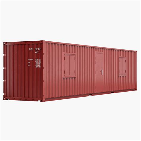 Container Office Red 3D Model 39 3ds Blend C4d Fbx Max Ma Lxo
