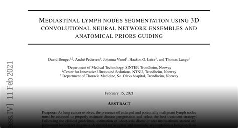 Paper Page Mediastinal Lymph Nodes Segmentation Using D