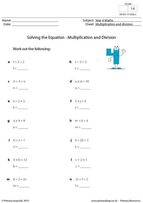 Solving Equations By Multiplication And Division