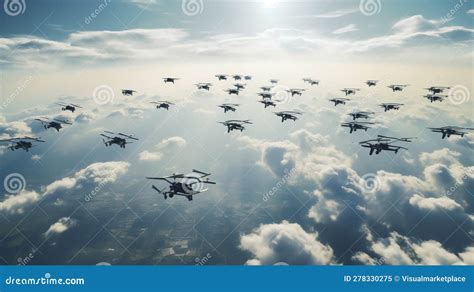 Autonomous Drone Fleet Managed By Ai Stock Illustration Illustration