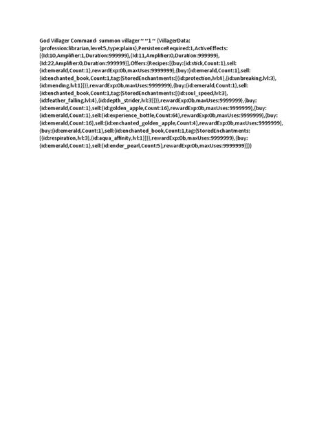God Villager Command Pdf