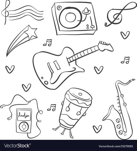 Doodle Music Hand Draw Collection Royalty Free Vector Image