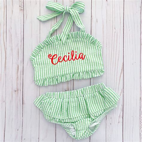 Girls Seersucker Bikini Swimsuit Brittany Lynn Design Co