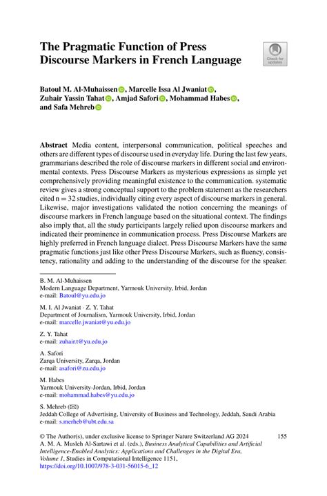 Pdf The Pragmatic Function Of Press Discourse Markers In French Language