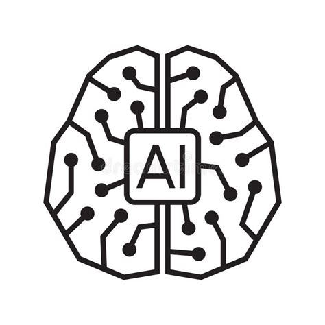 Ai Brain Circuit Board Icon Artificial Intelligence Technological Chip Stock Vector