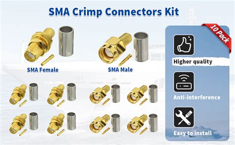 Superbat Sma Crimp Connectors Kit Sma Male Sma Female Crimp Connector