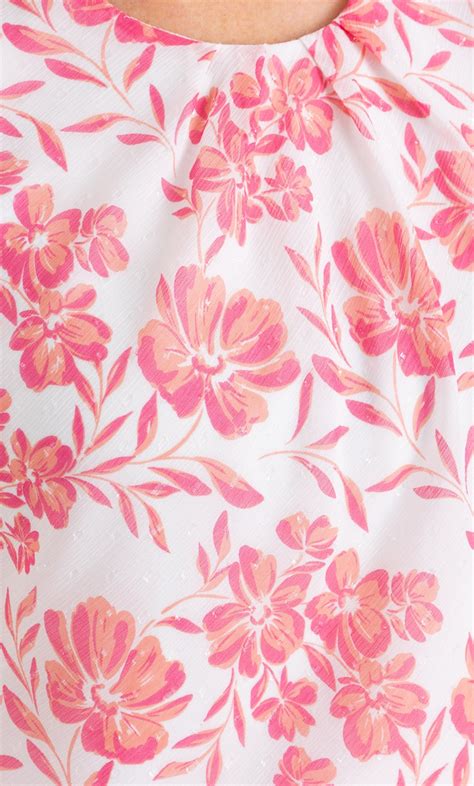 Anna Rose Bias Cut Floral Print Top In Ivory Klass