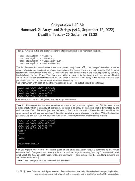 02 Arrays And Strings V43 Pdf String Computer Science Subroutine