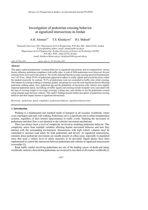 Pdf Investigation Of Pedestrian Crossing Behavior At Signalized