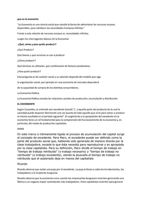 Que es la economia apuntes tomados en clase que es la economia La Economía es una ciencia