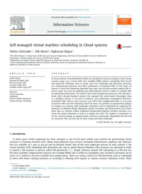 Pdf Self Managed Virtual Machine Scheduling In Cloud Systemsraj
