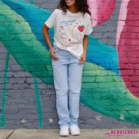 Demonloresm Women Summer Casual Short Sleeve Round Neck Cartoon Print T