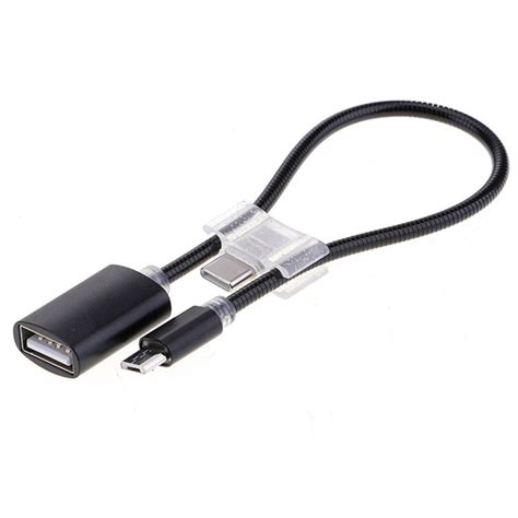 Usb C Type C 커넥터 블랙가있는 Usb 알루미늄 합금 호스 Otg 어댑터 데이터 충전 케이블 24cm 2a
