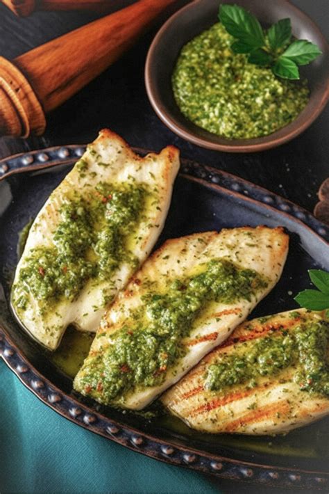 Filet De Poisson Grillé Et Sauce Pesto Friteuse à Air Chaud Une